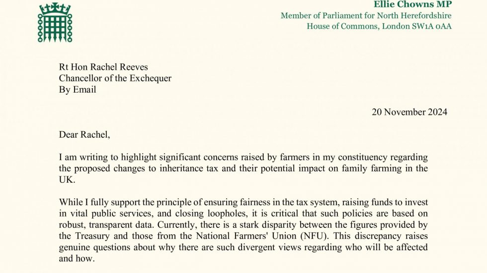 Letter to the Chancellor Rachel Reeves (Nov 2024) - Ellie Chowns MP for ...